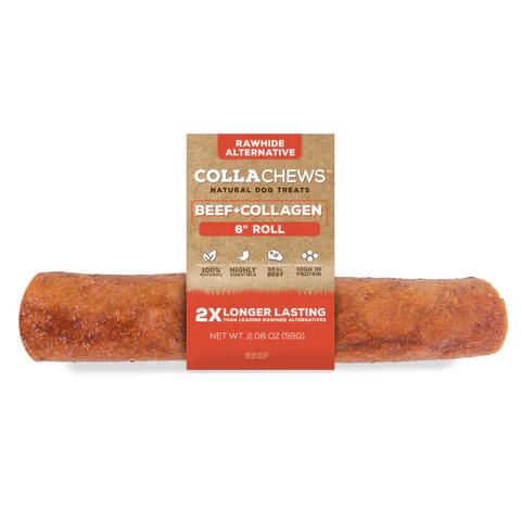 CollaChews Collagen Rolls Beef Dog Treats, 6-in - Derby Paws ...